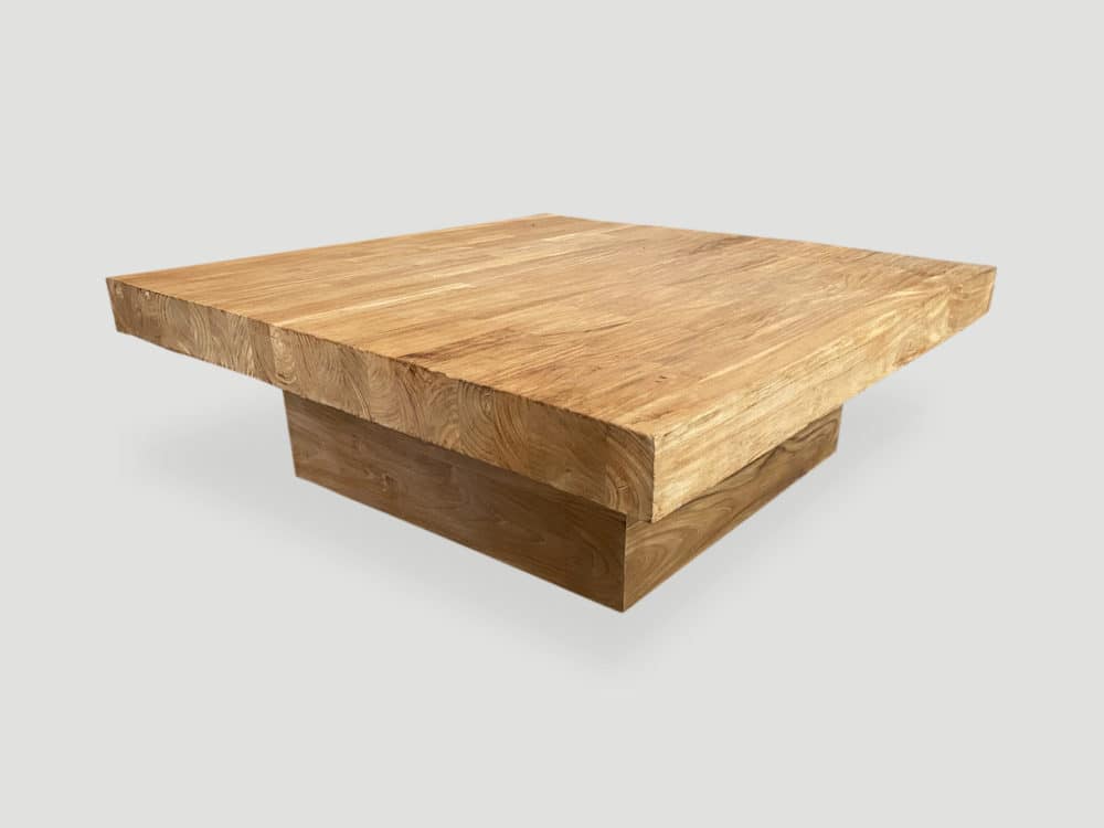Impressive Square Natural Teak Coffee Table 88AG - Andrianna Shamaris