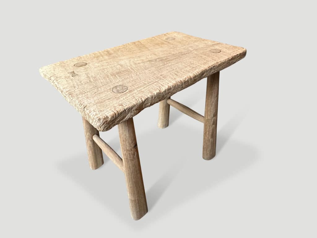 Bleached Teak Stool or Side Table 750R - Andrianna Shamaris