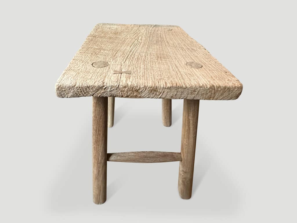 Bleached Teak Stool or Side Table 750R - Andrianna Shamaris