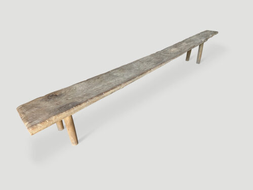 Impressive Wabi Sabi Long Teak Wood Bench 0312M - Andrianna Shamaris